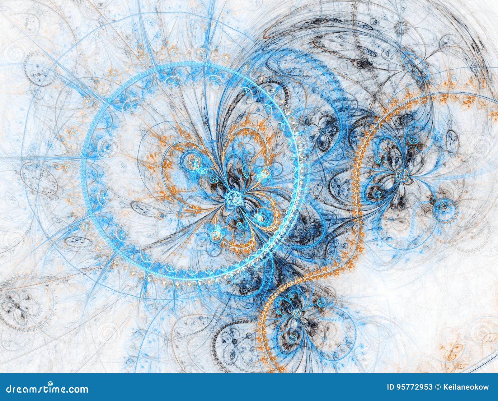 Light Blue Fractal Pattern with Butterflies Stock Illustration ...