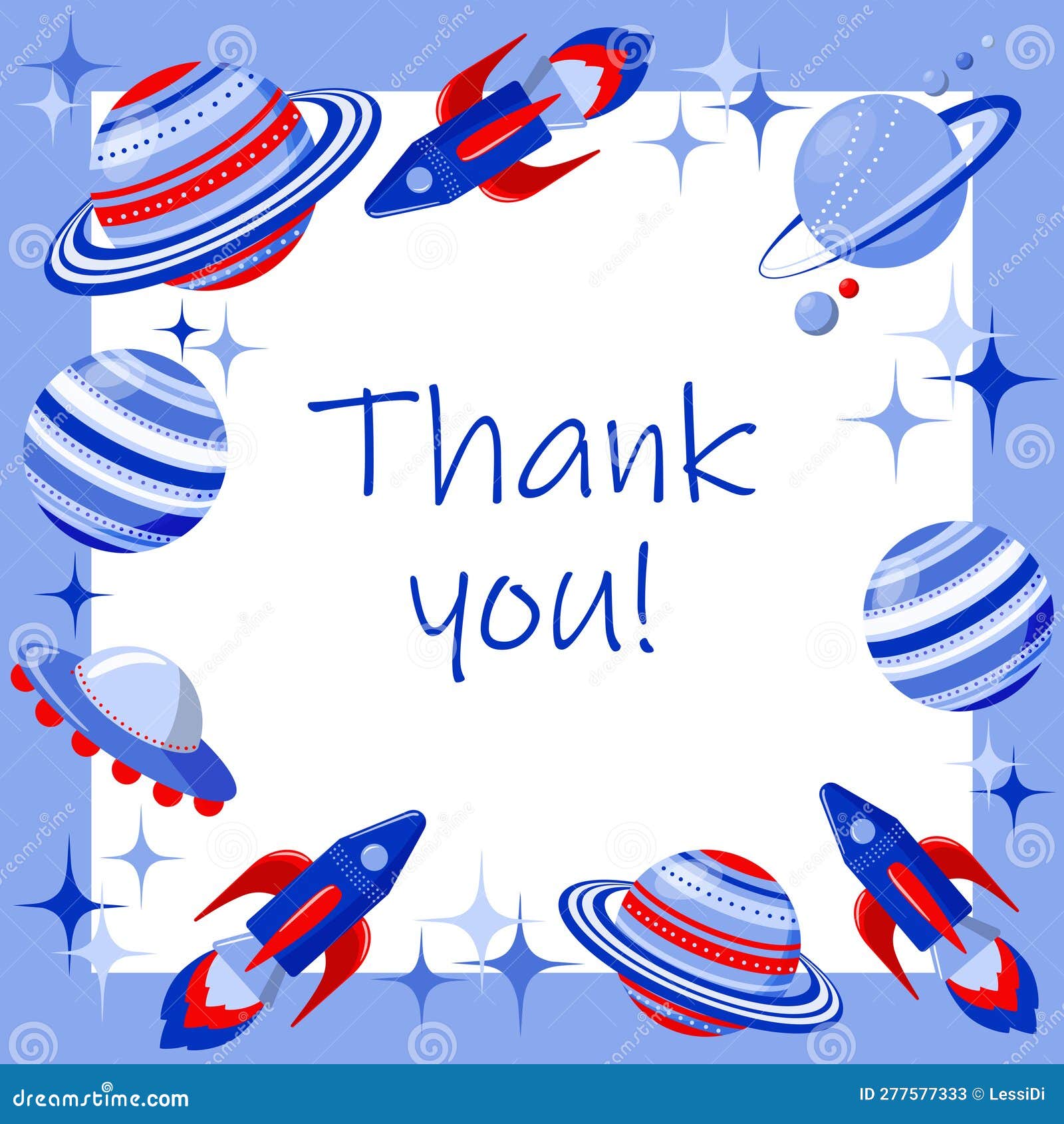 Light Blue Frame of Space Elements on White Background Stock Vector ...