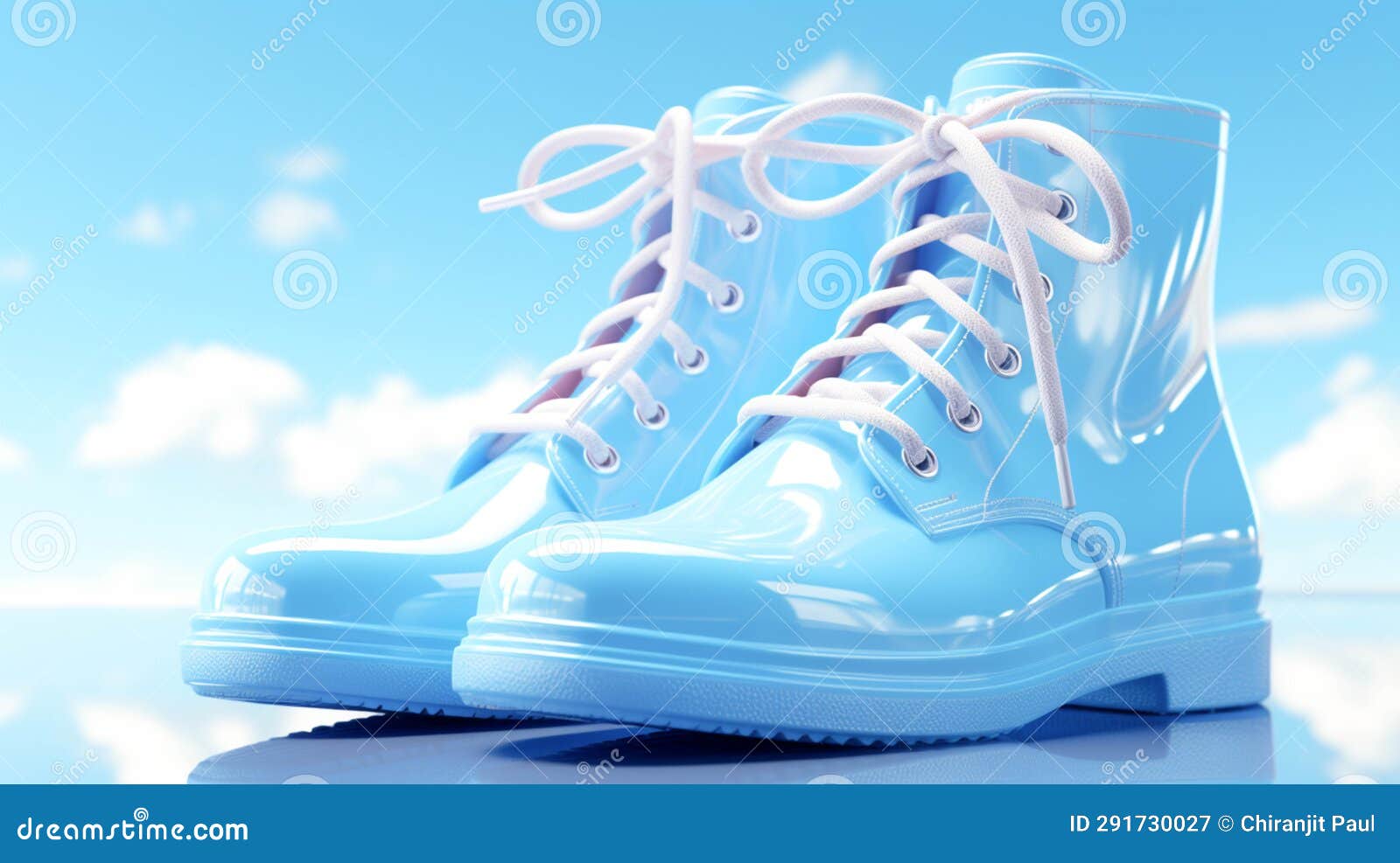Light Blue Galoshes on a Blue Background Stock Image - Image of design ...