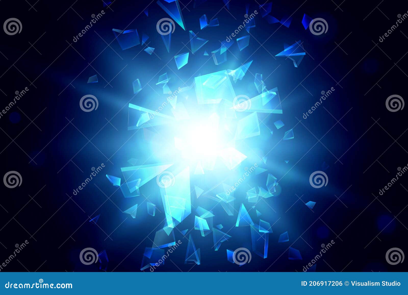Light Blue Glass Abstract Explosion Particles Texture with Destruction ...