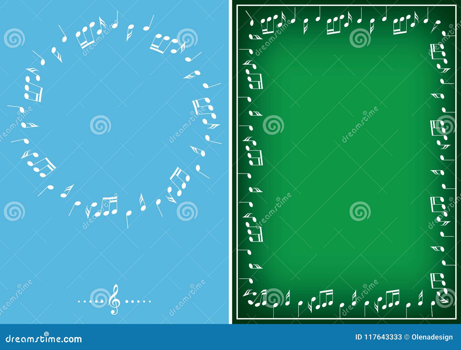 Light Blue and Green Backgrounds with White Vector Music Frames Stock ...