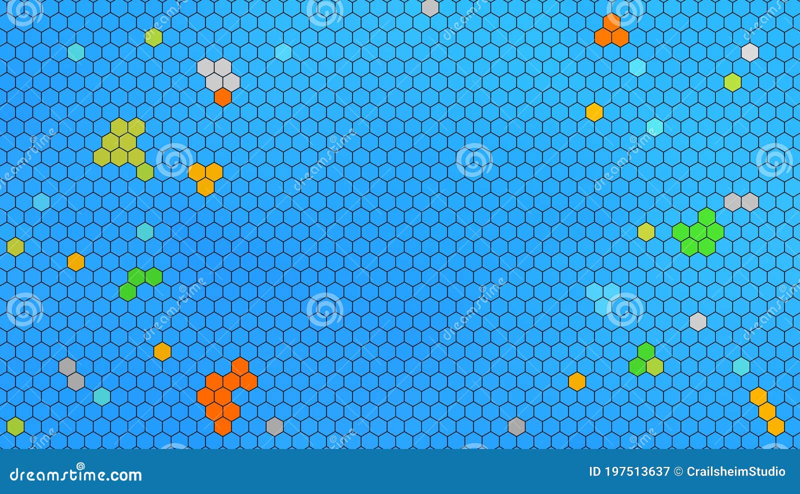 Light Blue Grid Design. Hexagonal Different Colors in the Structure ...