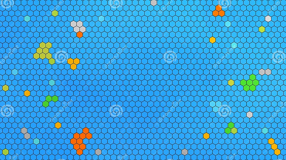 Light Blue Grid Design. Hexagonal Different Colors in the Structure ...