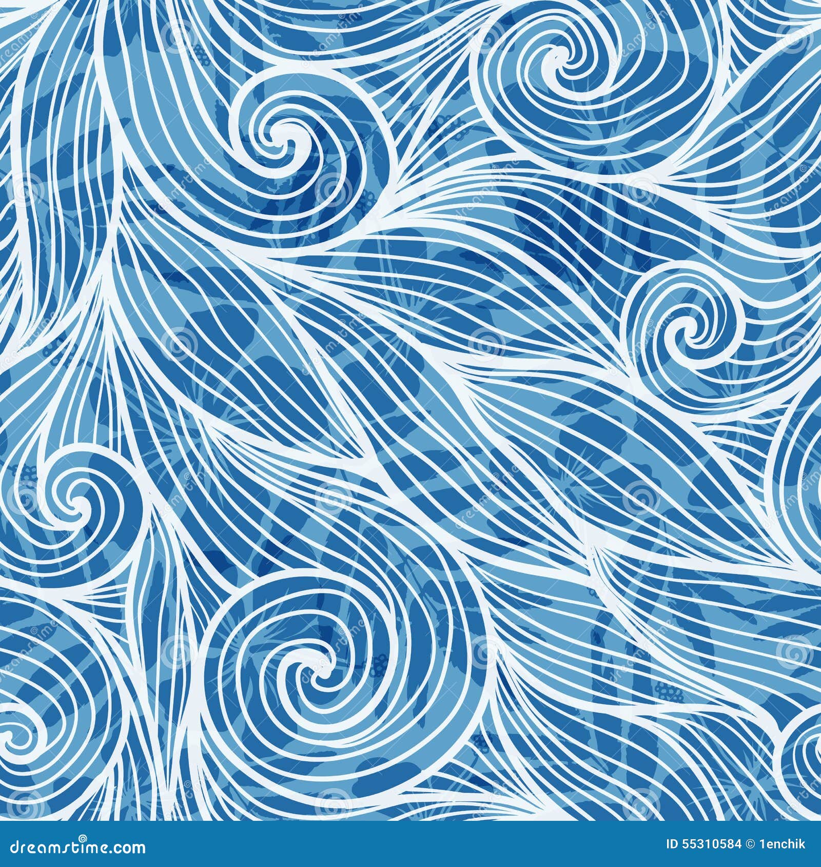 Light Blue Hair Curls Waves Seamless Pattern Stock Vector ...