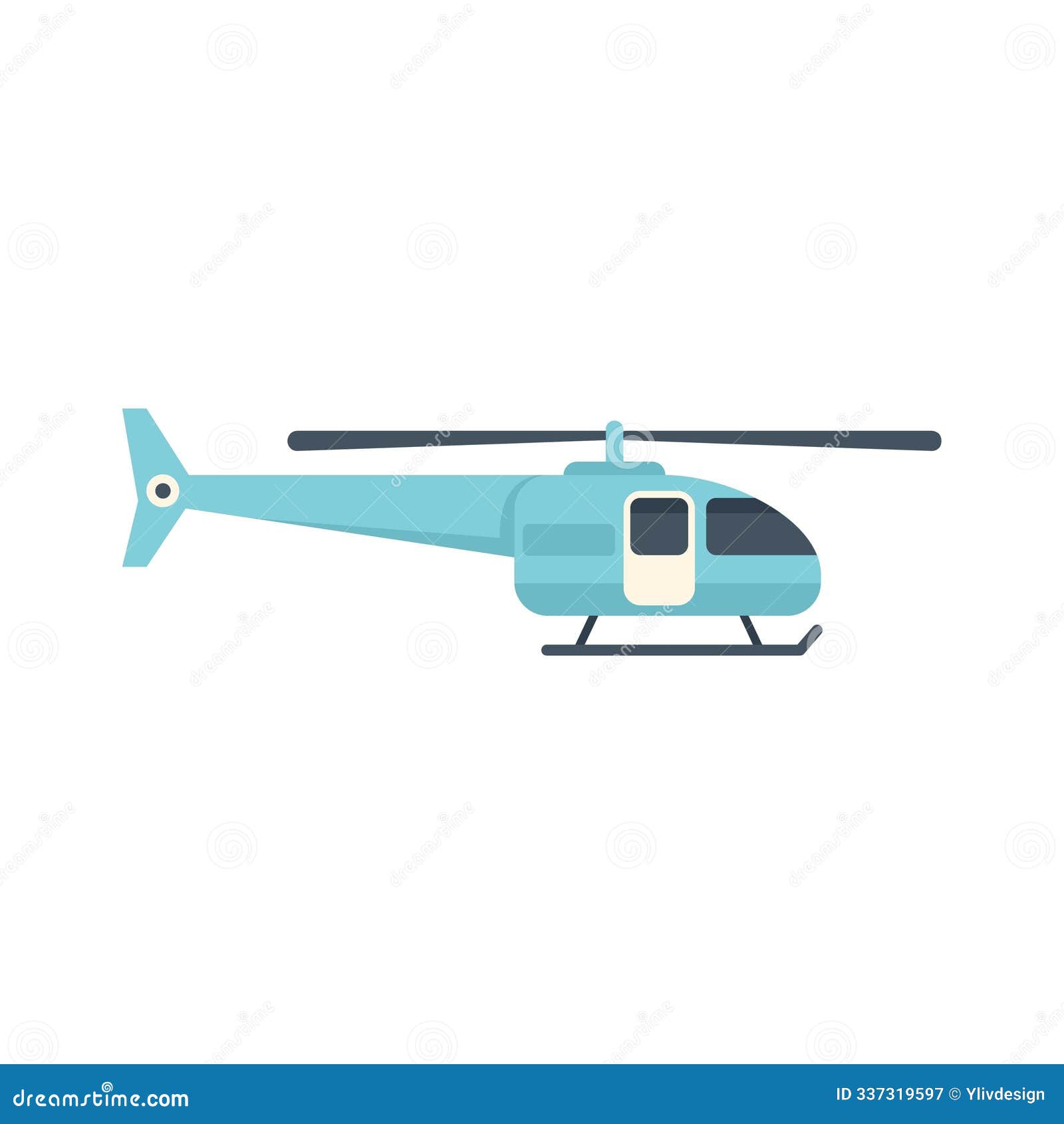 Light Blue Helicopter Flying in Clear Sky Stock Vector - Illustration ...