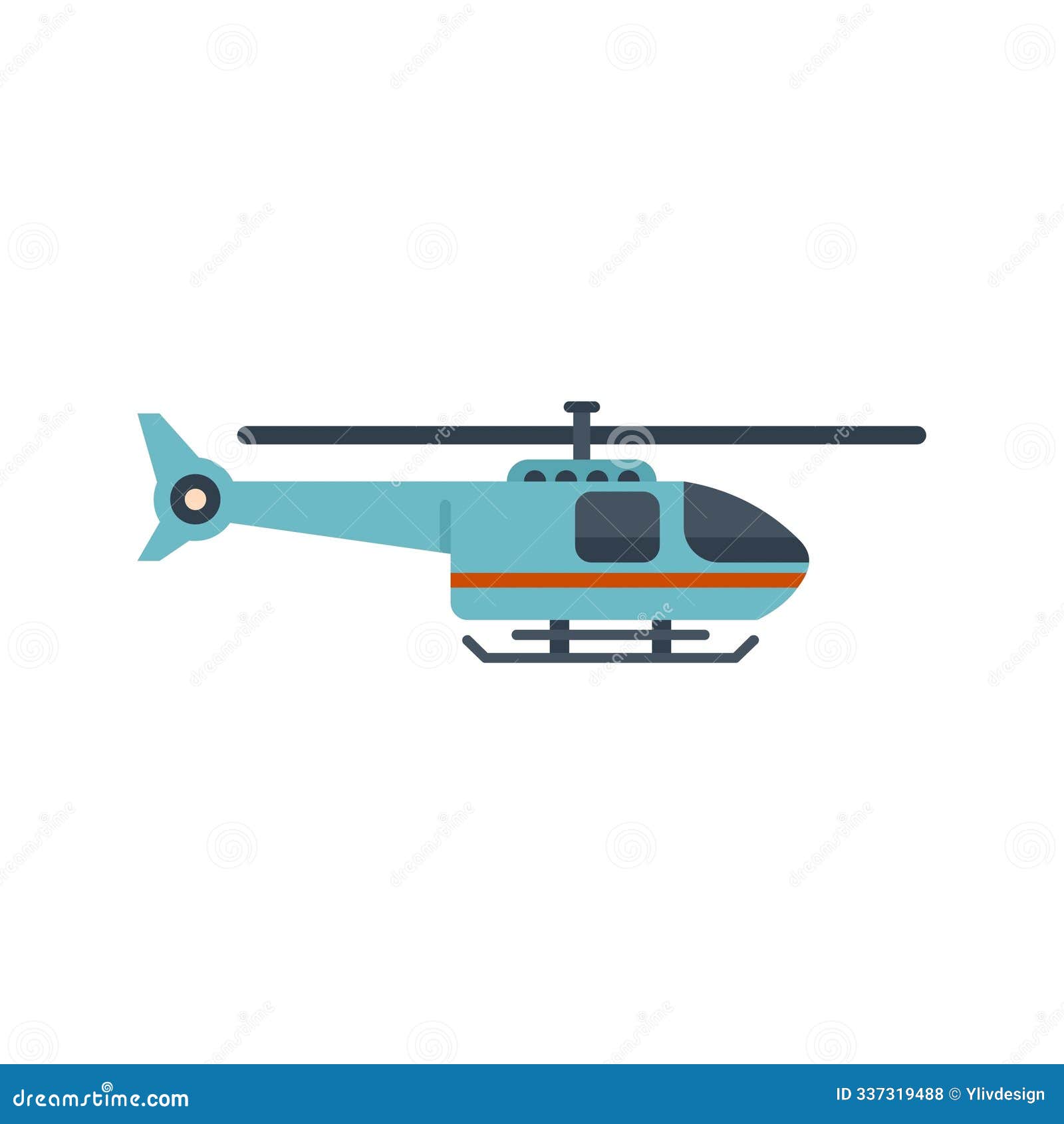 Light Blue Helicopter Flying Side View Stock Illustration ...