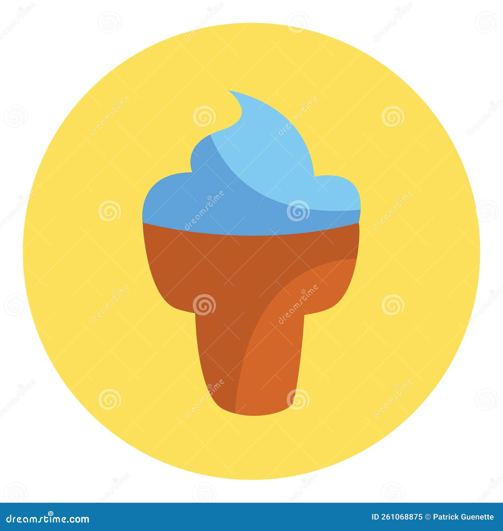 Light blue ice cream, icon stock vector. Illustration of snack - 261068875