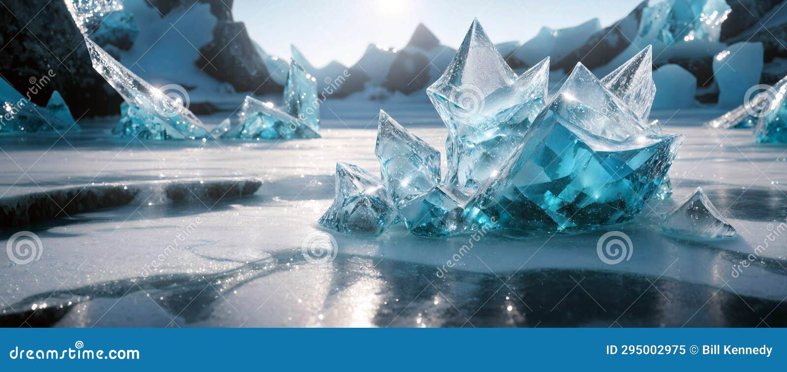 Light Blue Ice Crystals Background Artwork Created with Generative AI ...