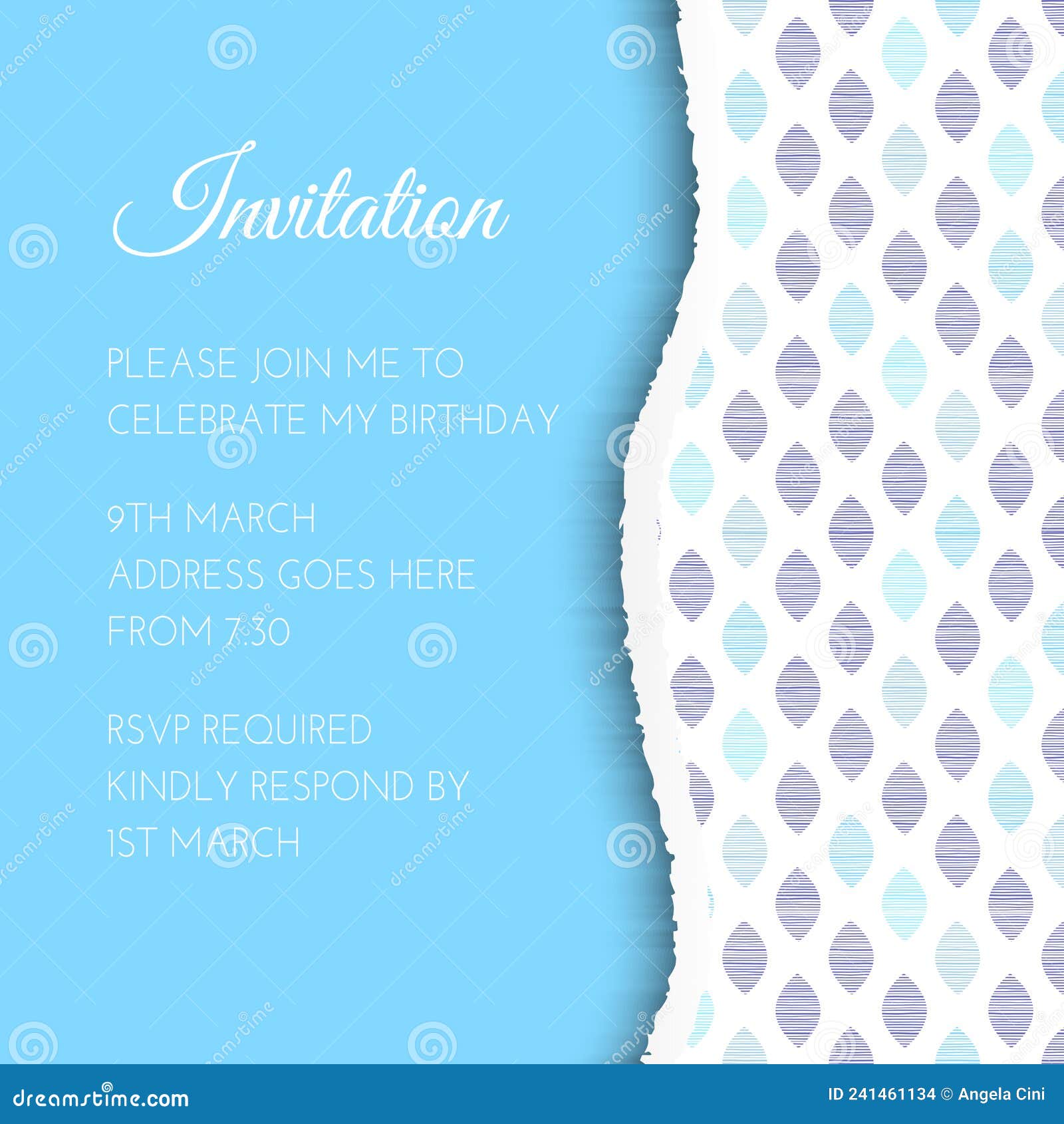 Light Blue Invitation Design in Modern Abstract Style Stock Vector ...