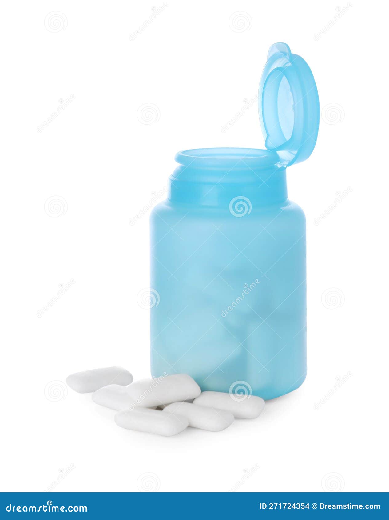 Light Blue Jar with Chewing Gums on White Background Stock Photo ...