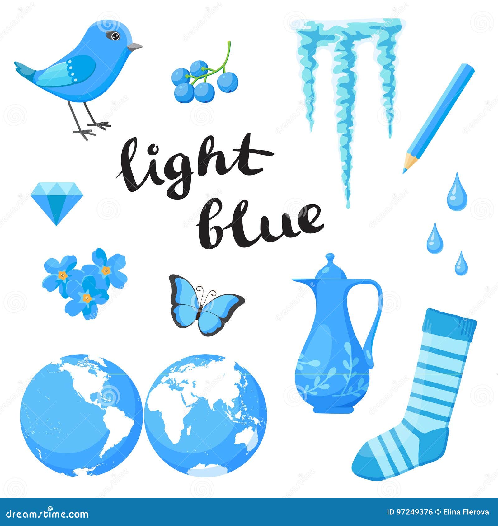 Light Blue. Learn the Color. Education Set. Illustration of Primary ...