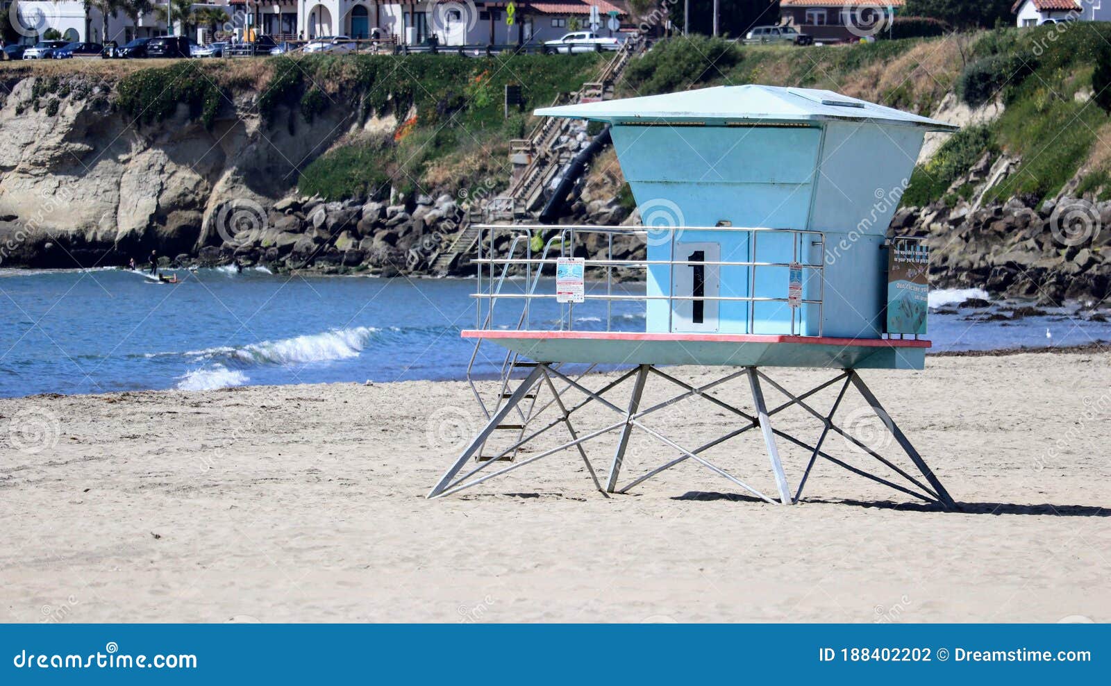 A Light Blue Lifeguard Tower on the White Beach Stock Photo - Image of ...