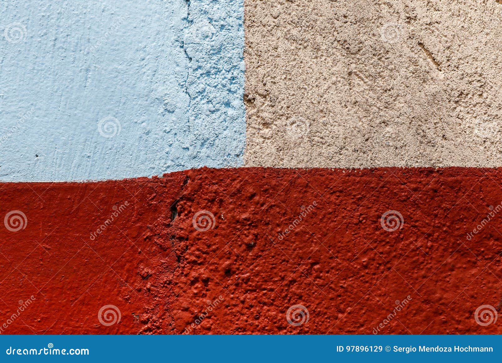 A Light Blue, Light Salmon and Bright Red Wall Texture Stock Image ...