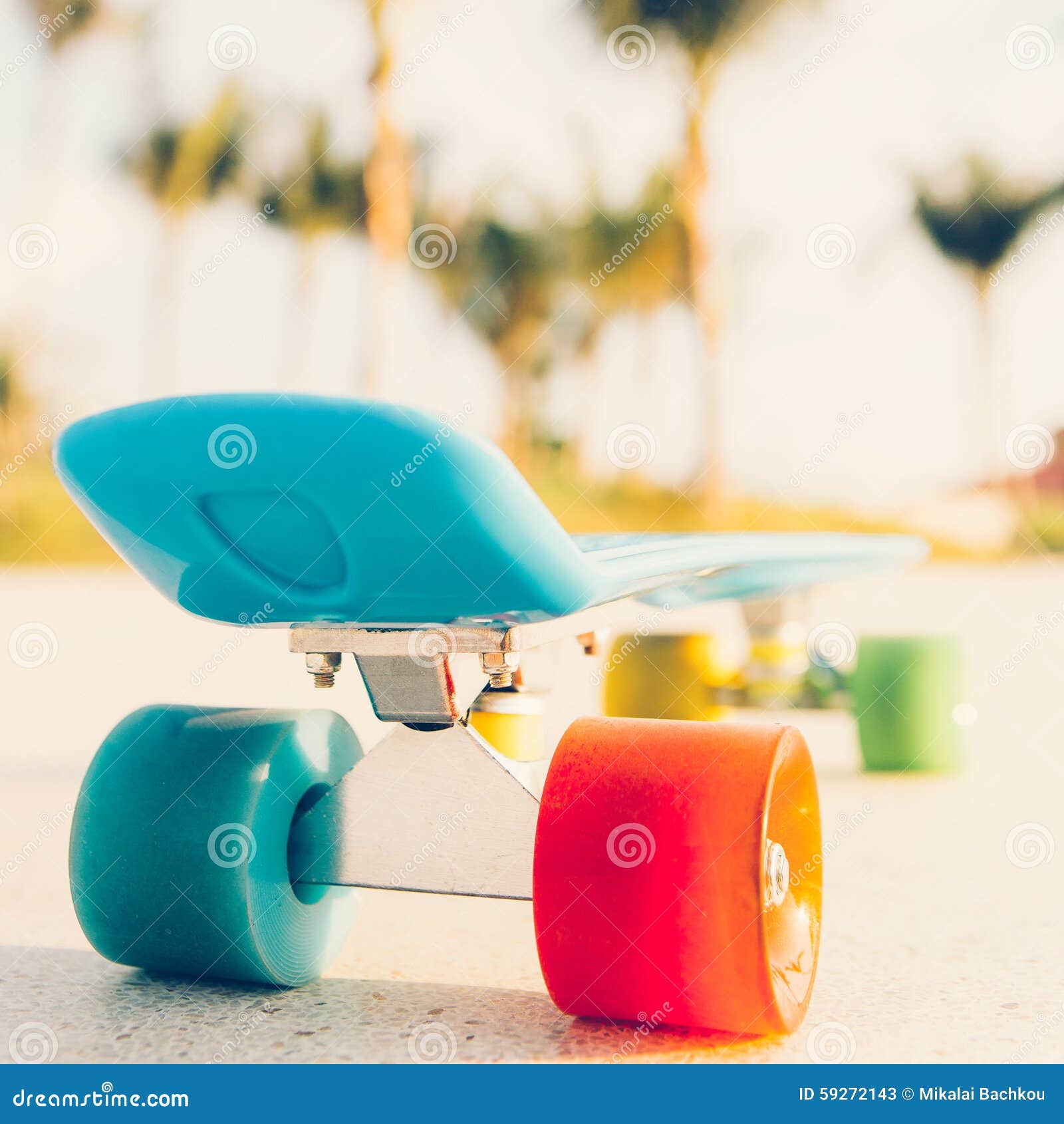 Light Blue Longboard Penny Board with Multicolored Wheels Ready Stock ...