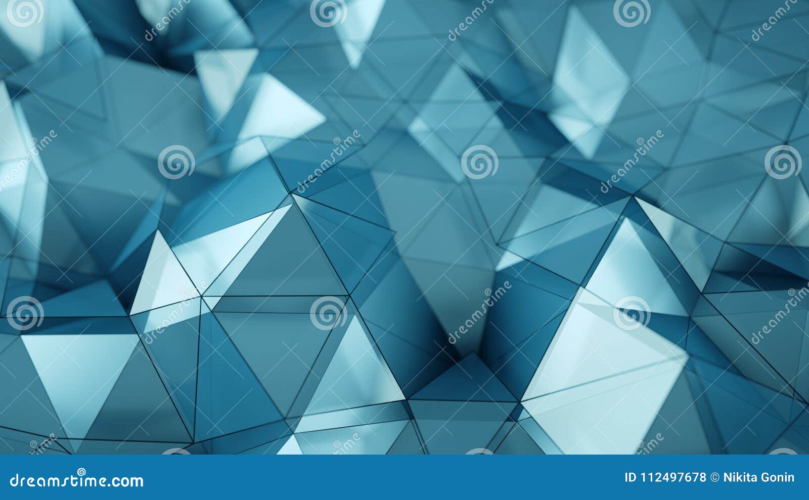 Light Blue Low Poly Surface Abstract 3D Rendering Stock Illustration ...