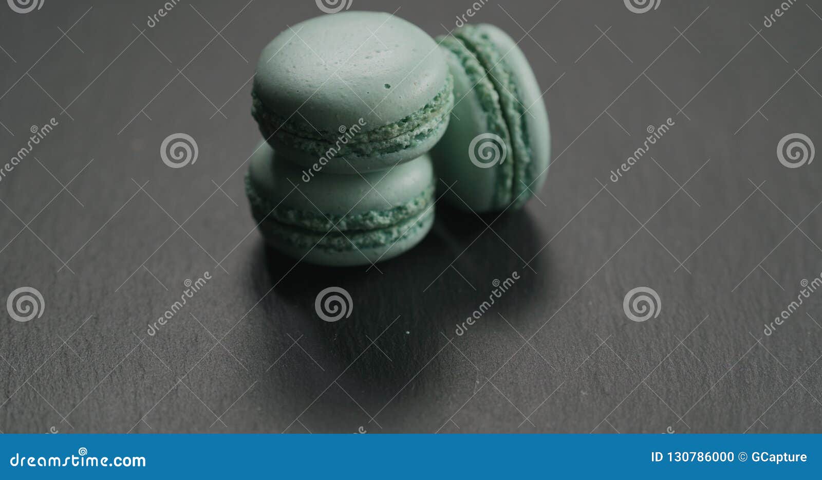 Light Blue Macarons on Slate Board Stock Photo - Image of three, stone ...