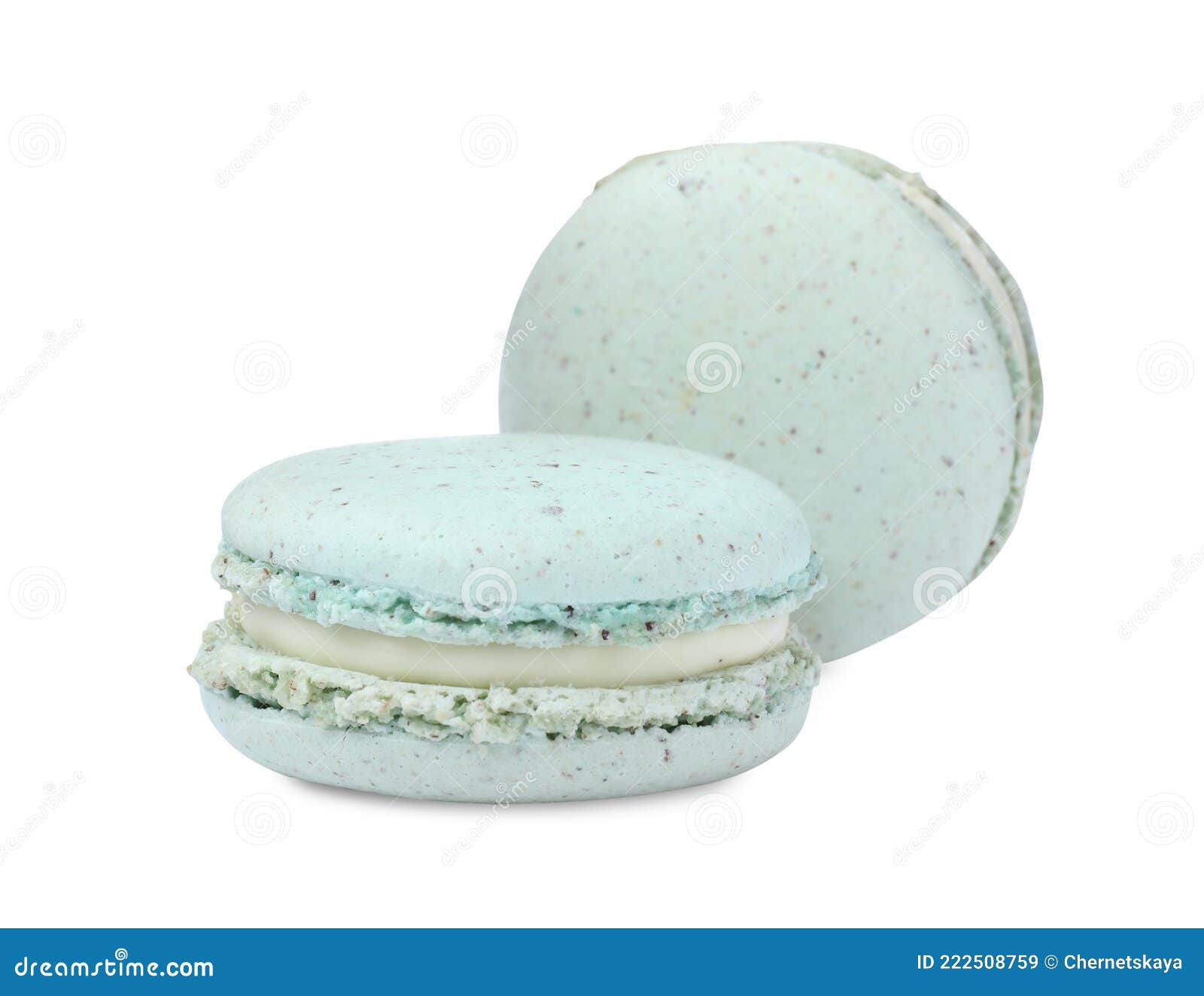 Light Blue Macarons on White Background. Delicious Dessert Stock Image ...