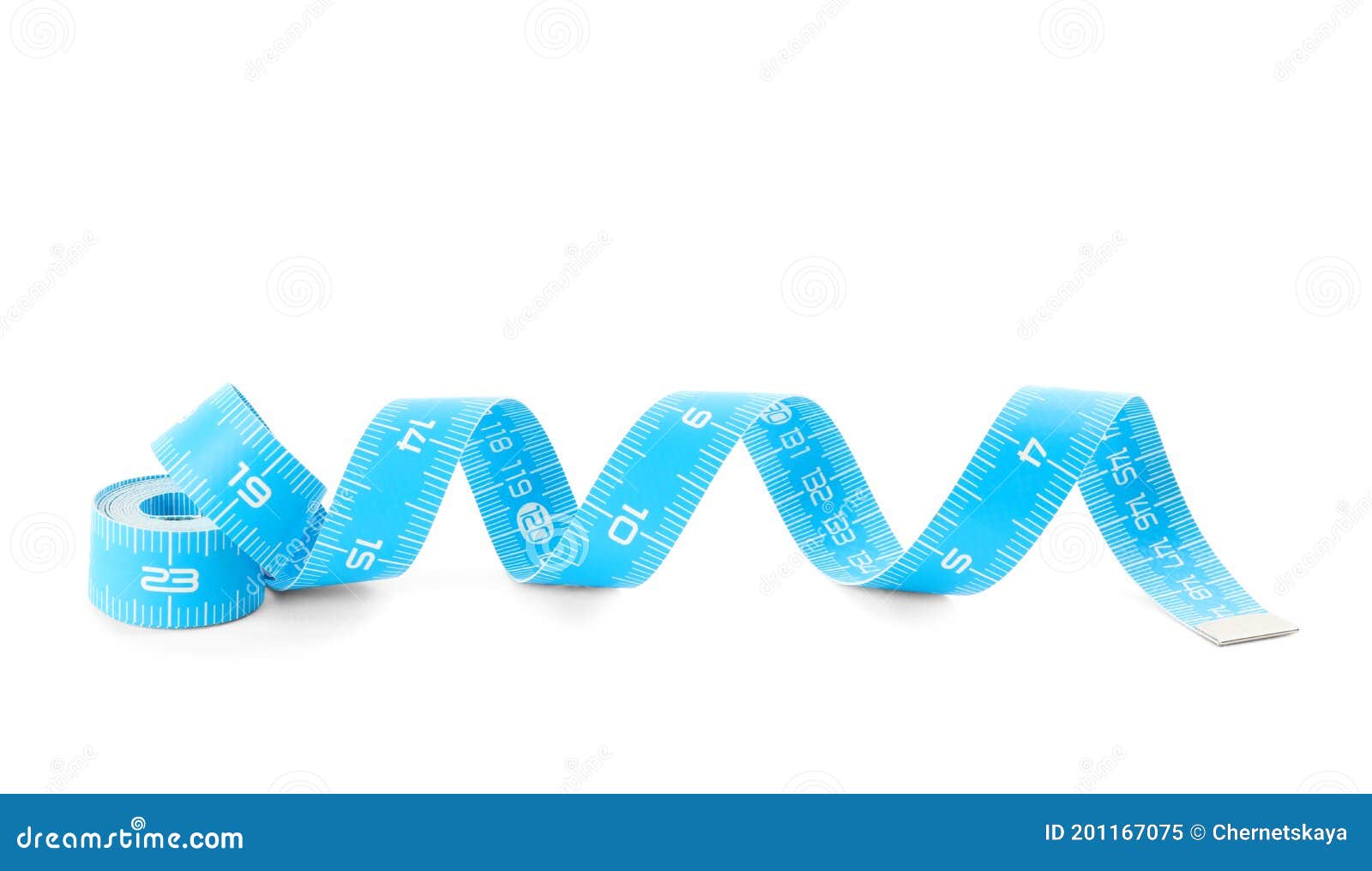 Light Blue Measuring Tape Isolated on White Stock Image - Image of loss ...