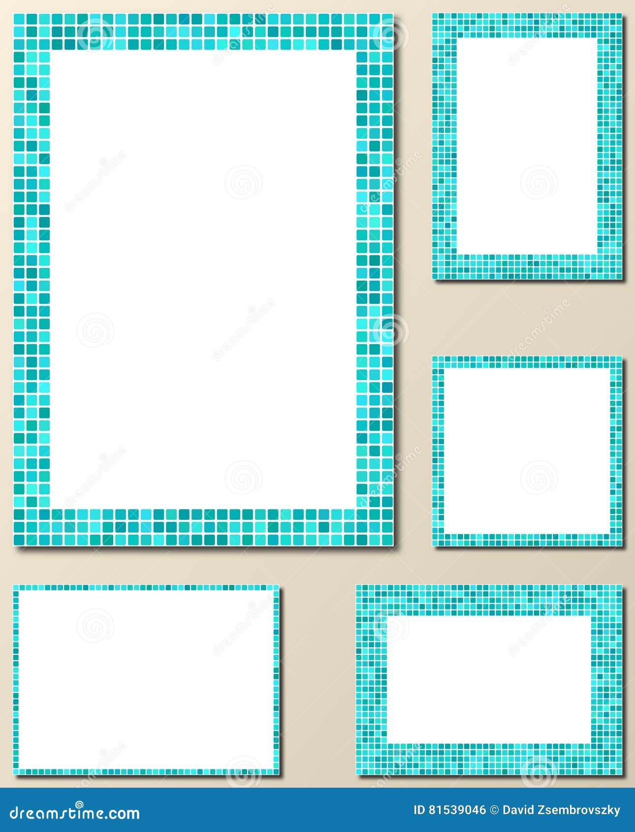 Light Blue Mosaic Page Layout Border Template Set Stock Vector ...