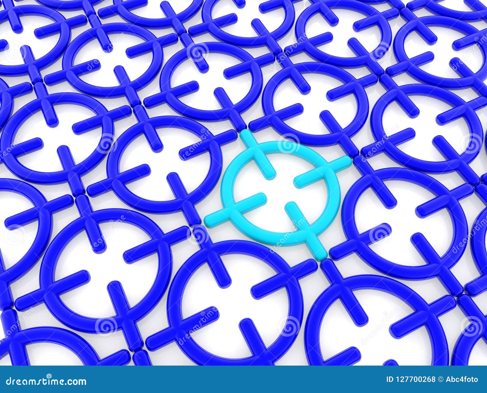 Light Blue Object between Blue Objects on White Stock Illustration ...