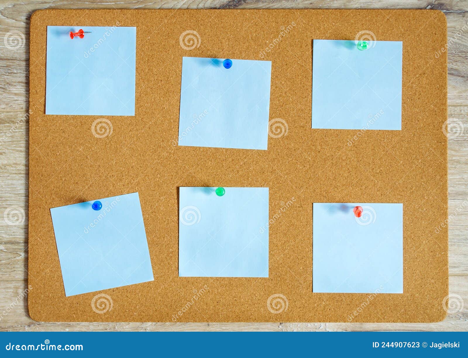 Light Blue Pages Pinned To a Cork Board Stock Image - Image of ...