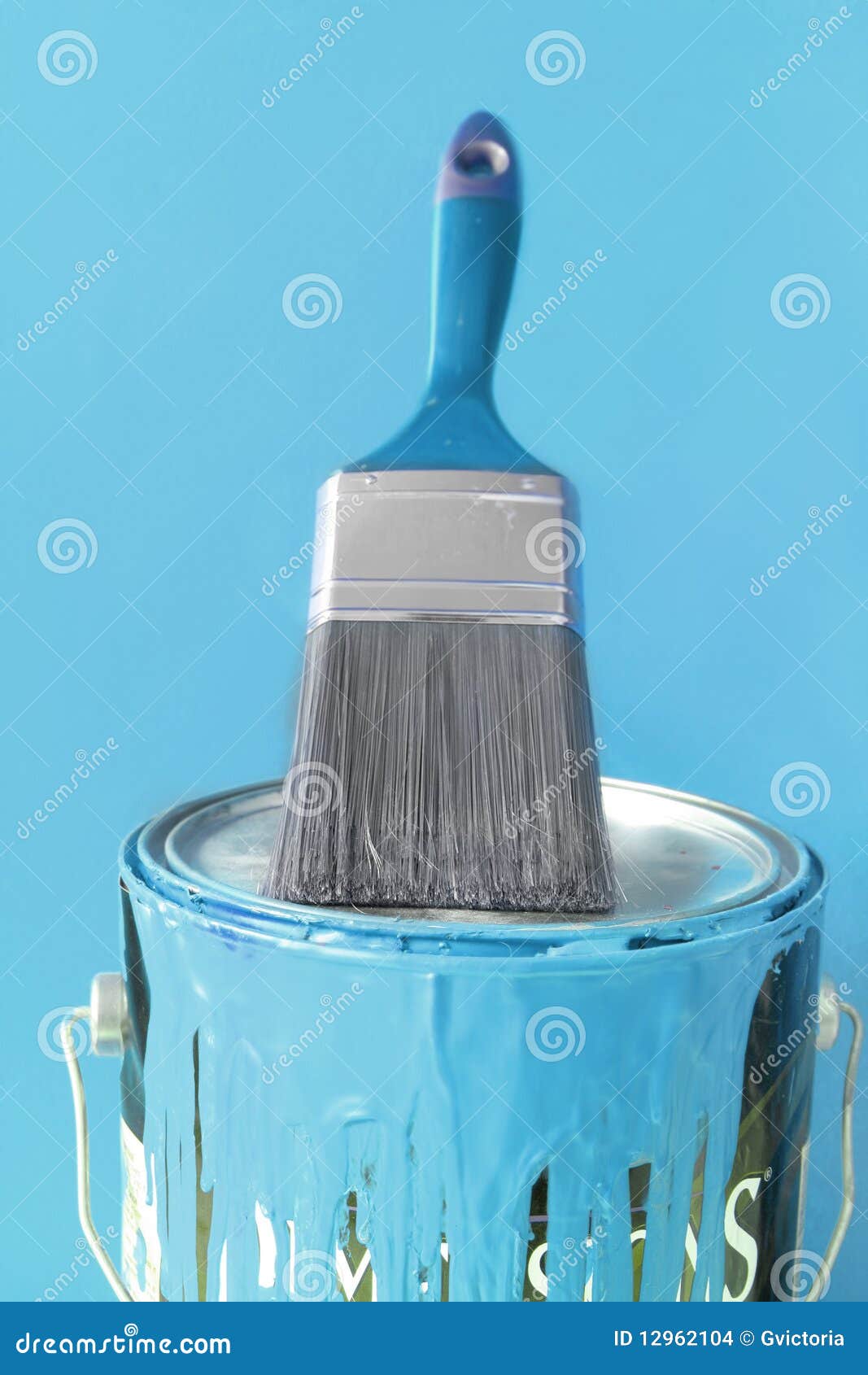 Light blue paint and brush stock photo. Image of paintbrush - 12962104