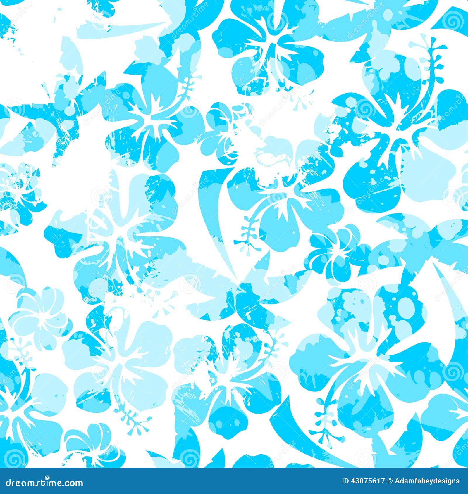 Light Blue Paint Effect Hibiscus Seamless Pattern Stock Vector ...