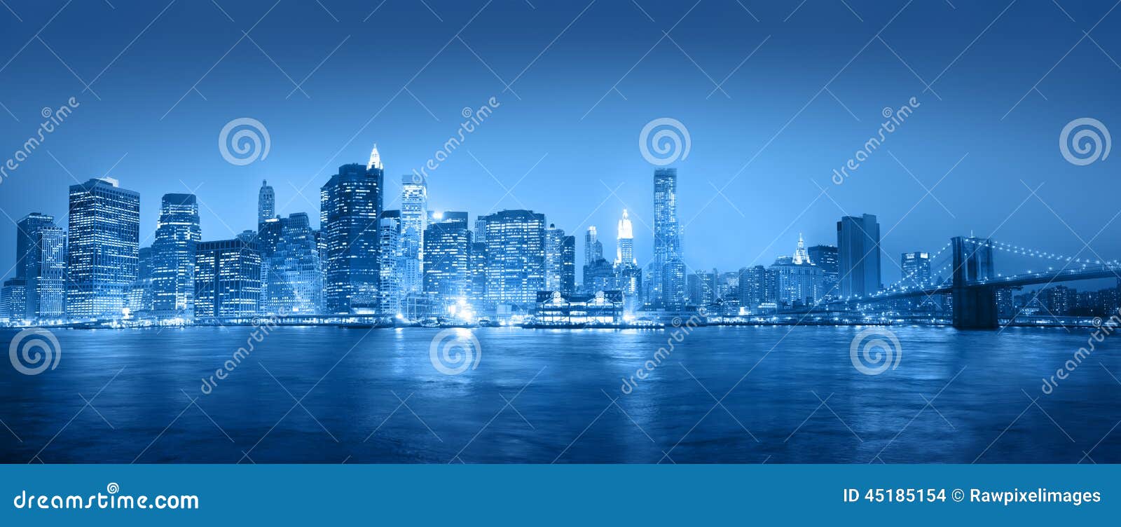 Light Blue Panaroma of New York City Stock Photo - Image of building ...