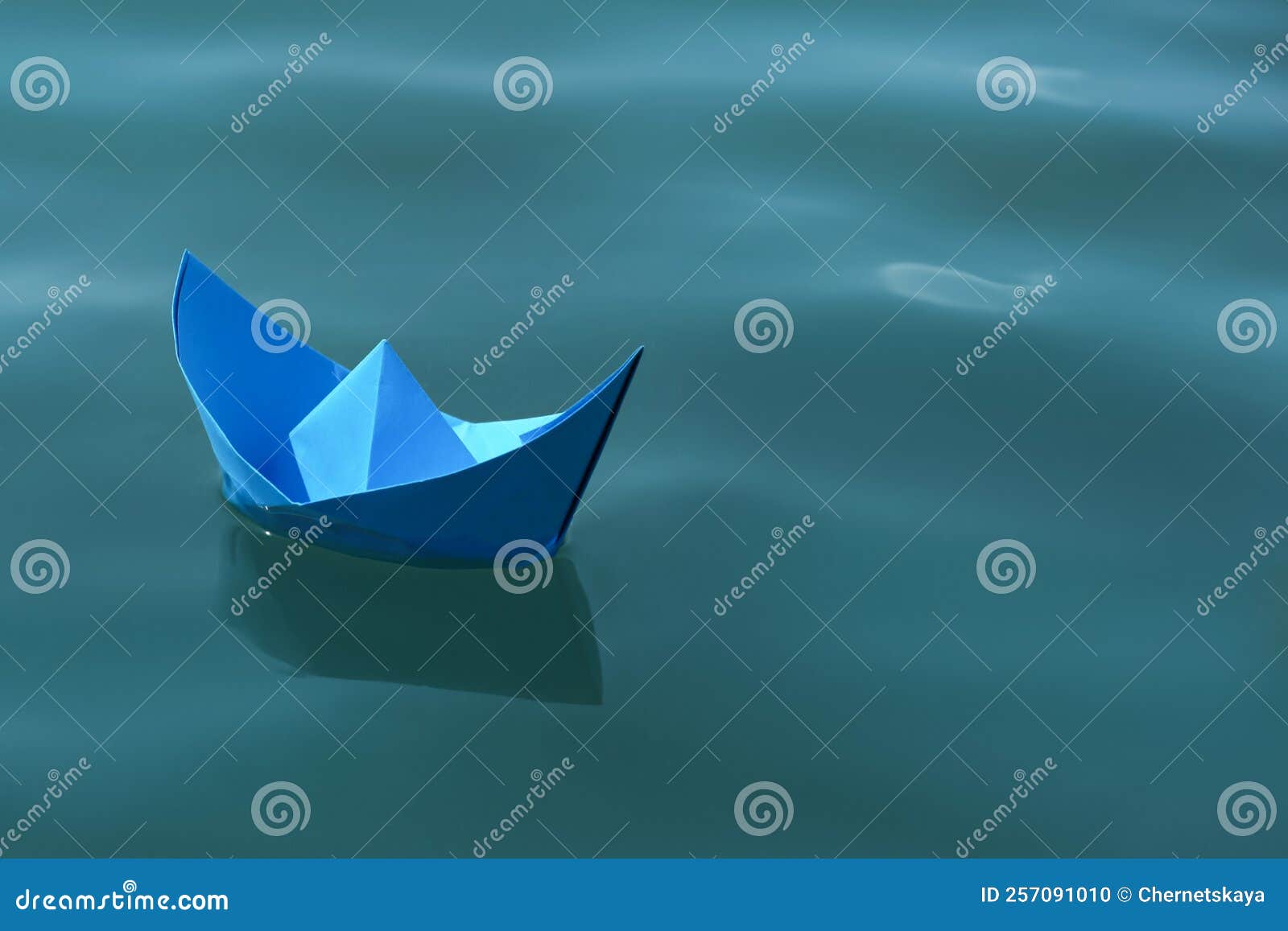 Light Blue Paper Boat Floating on Water Surface, Space for Text Stock ...