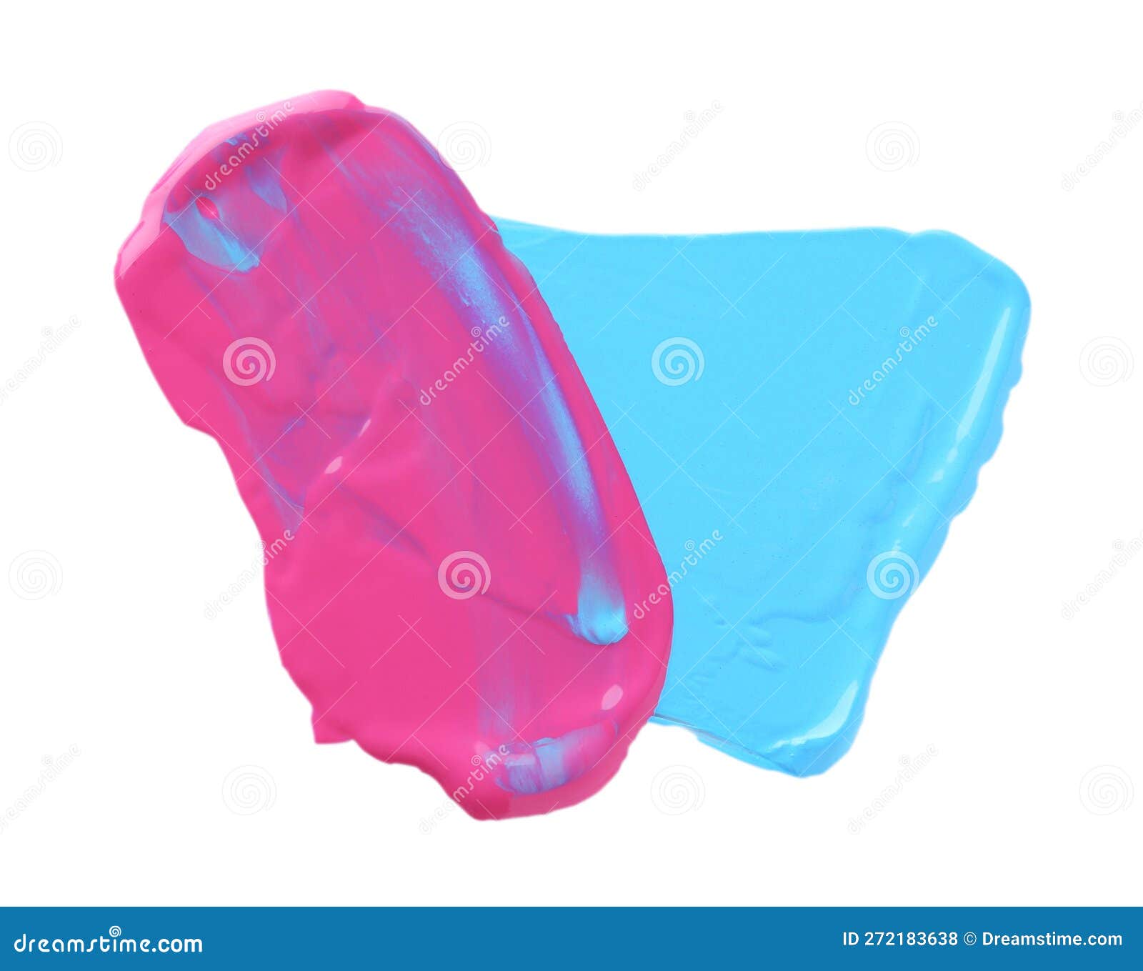 Light Blue and Pink Paint Samples on White Background, Top View Stock ...
