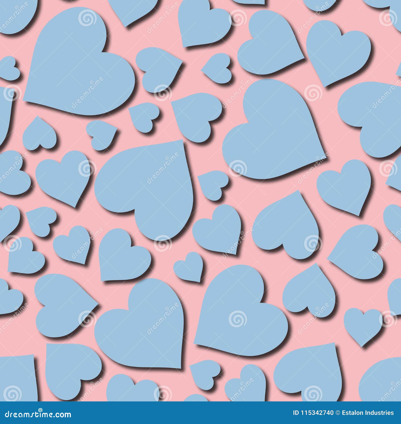 Light Blue on Pink Random Love Heart Pattern Seamless Repeat Background ...