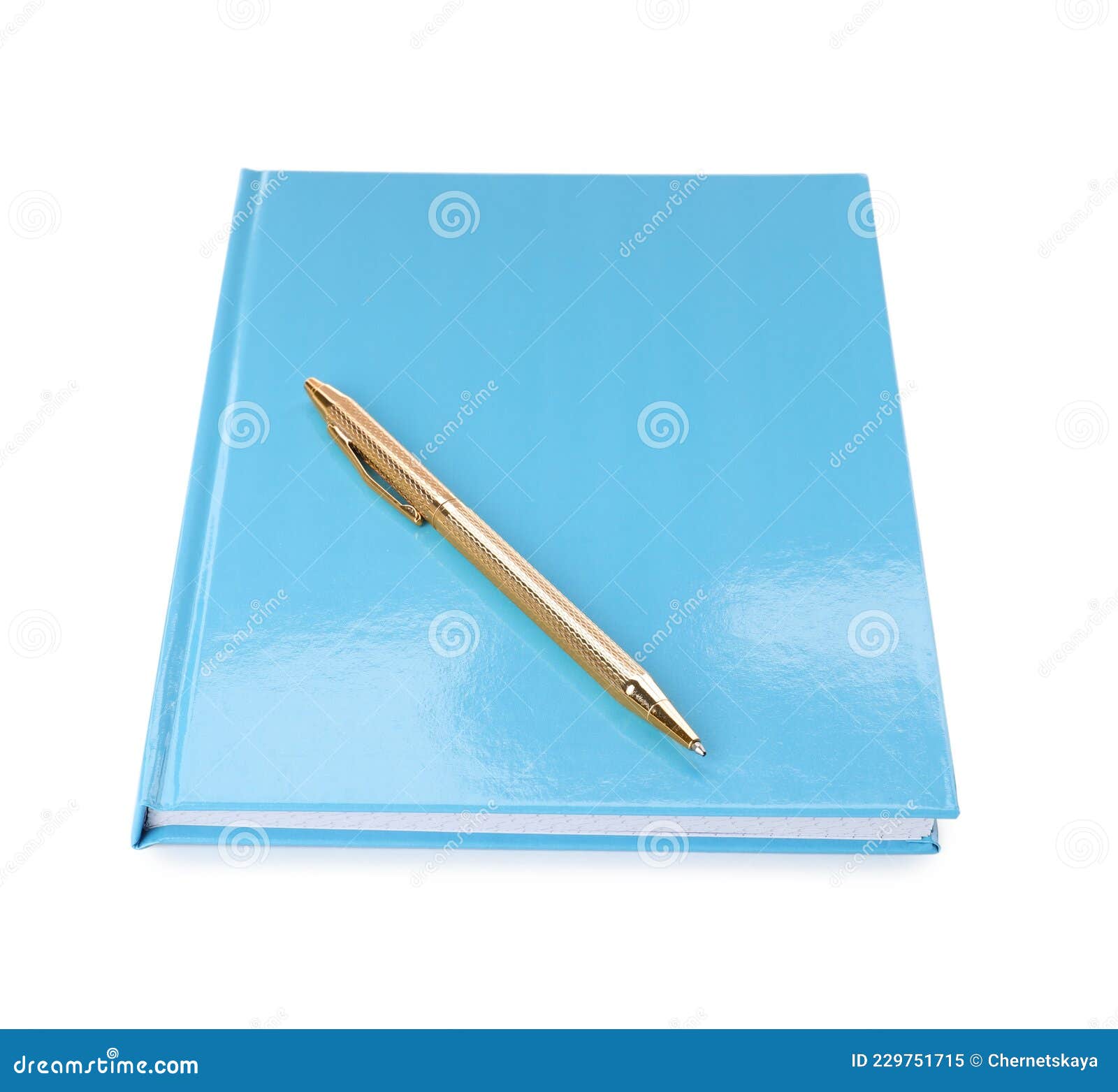 Light Blue Planner with Pen Isolated on White Stock Image - Image of ...