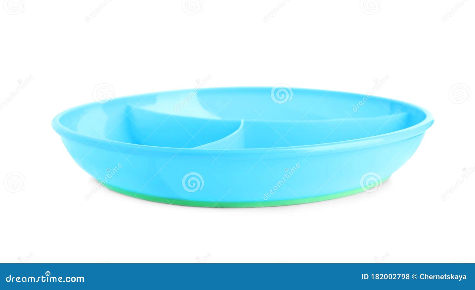 Light Blue Plastic Baby Plate with Sections Isolated. First Food Stock ...