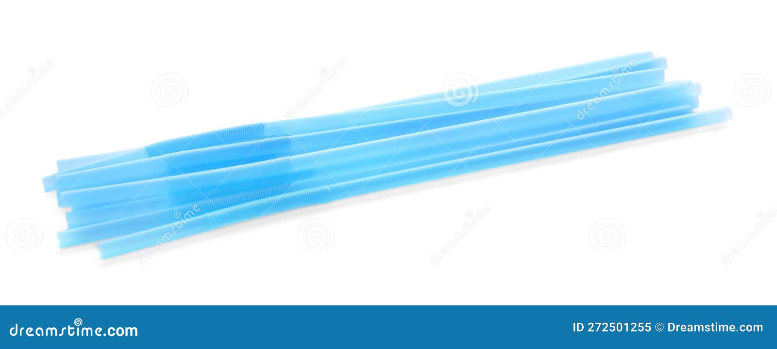 Light Blue Plastic Cocktail Straws on White Background Stock Image ...