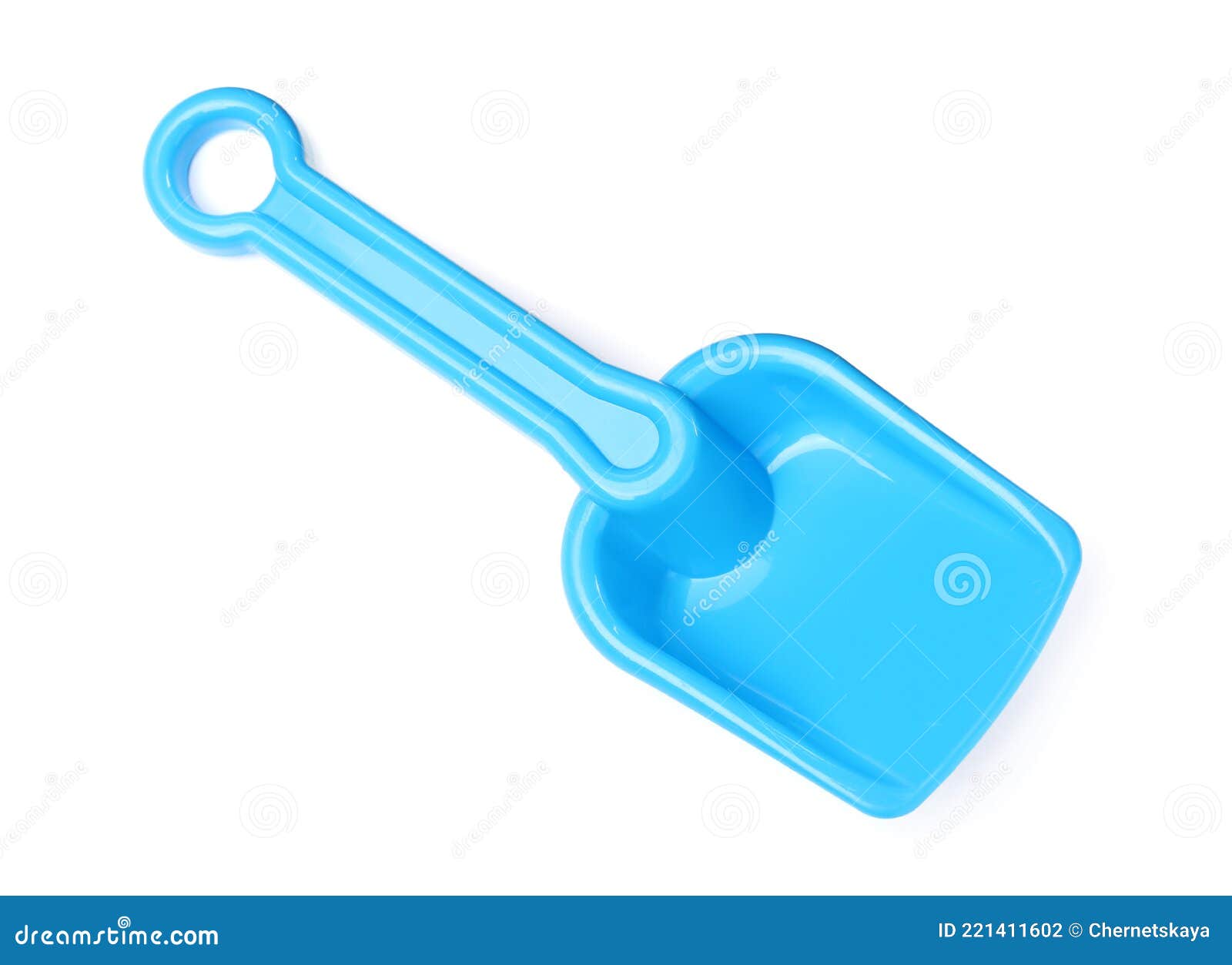 Light Blue Plastic Toy Shovel Isolated on White, Top View Stock Photo ...