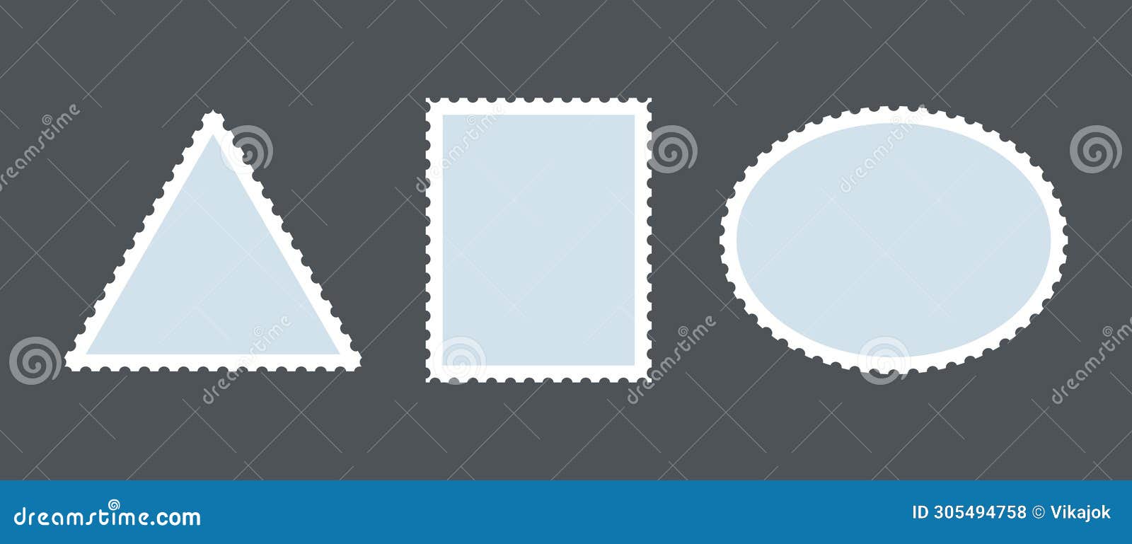 Light Blue Postage Stamp Set. Post Stamp Frames or Borders Stock Vector ...