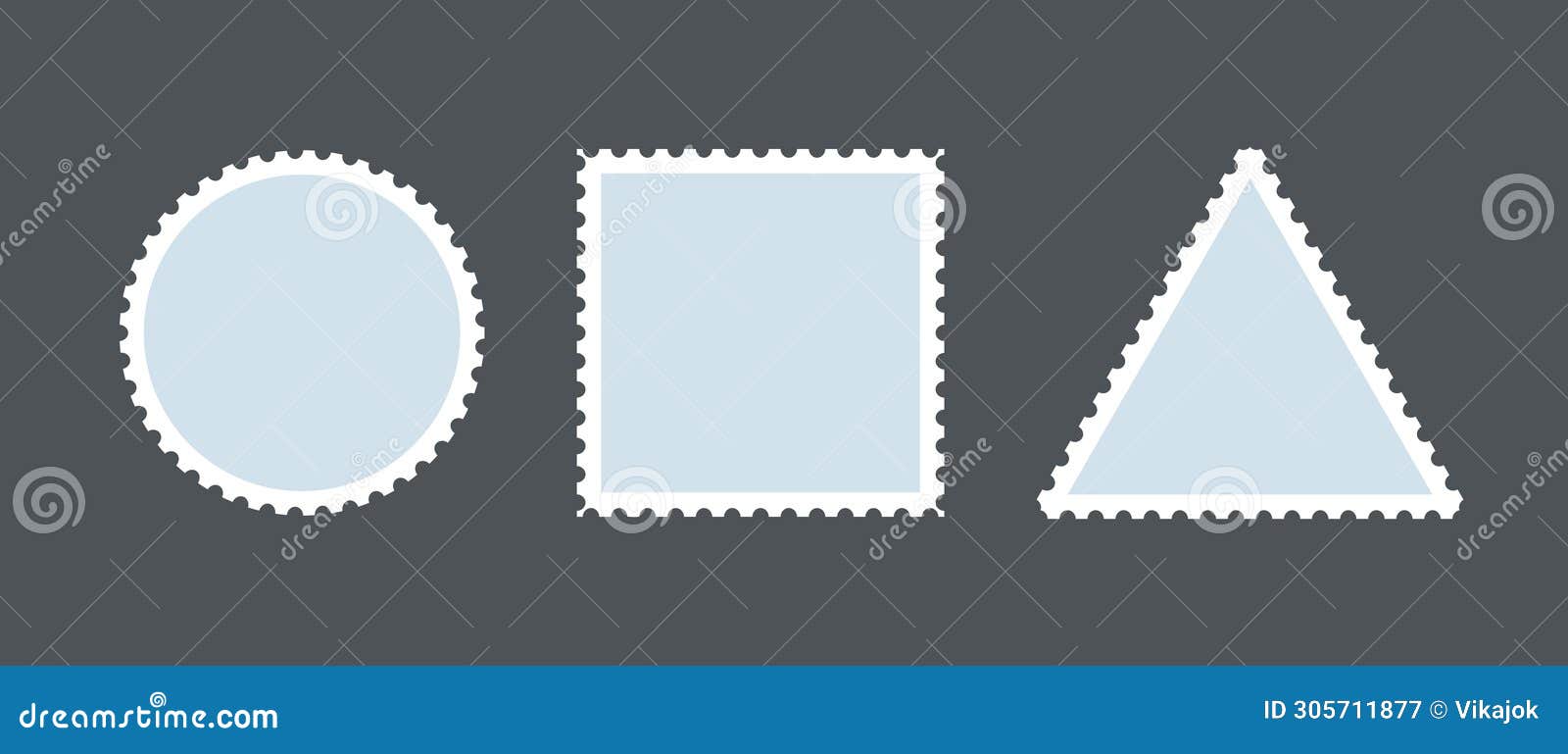 Light Blue Postage Stamp Set. Post Stamp Frames or Borders Stock ...