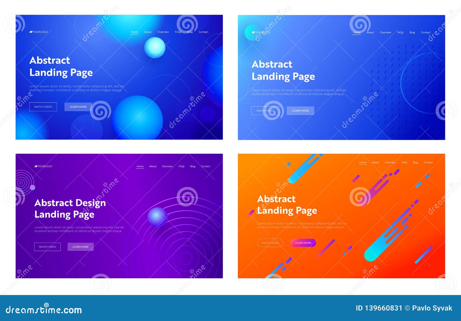 Light Blue Purple Orange Abstract Geometric Line Shape Landing Page ...