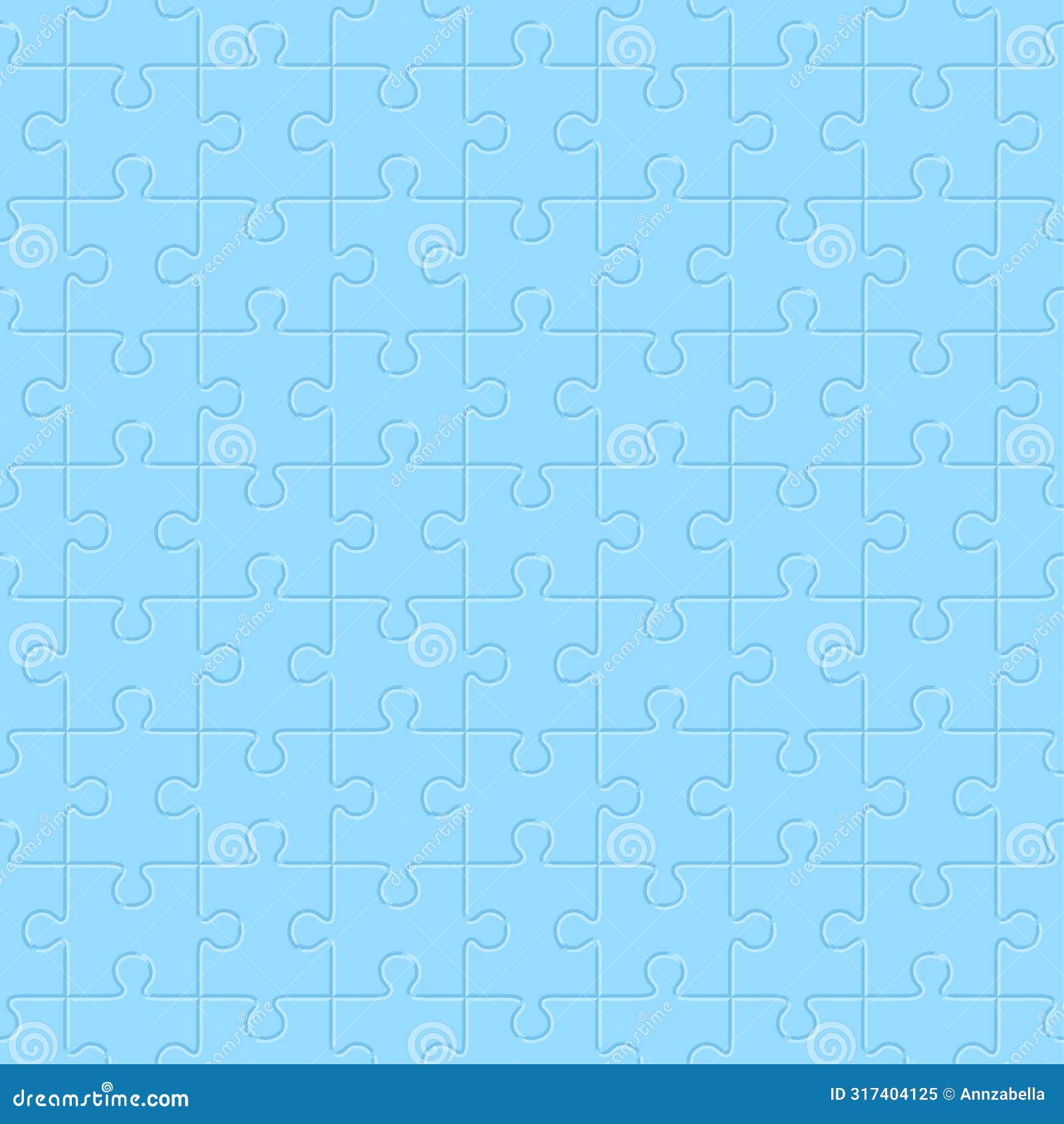 Light Blue Puzzle Pieces Seamless Pattern, Vector Flat Style ...