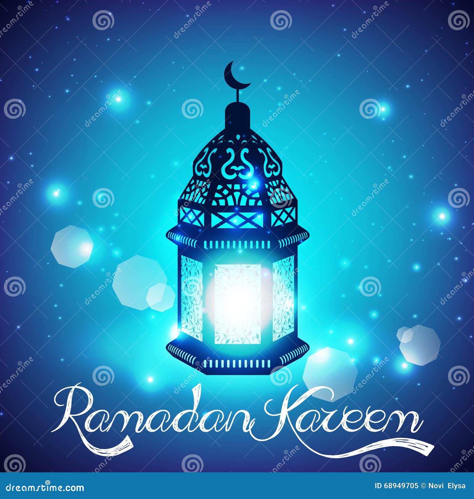 Light Blue Ramadan Kareem Background with Iantern Lamp Stock Vector ...