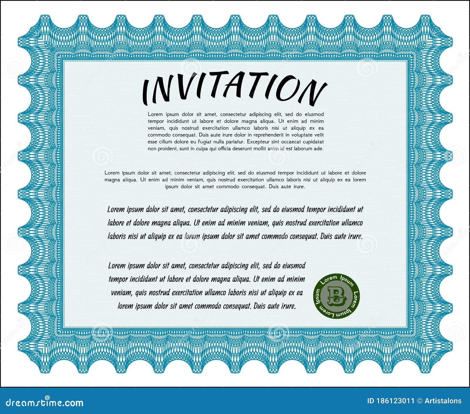 Light Blue Retro Invitation. Superior Design Stock Vector ...