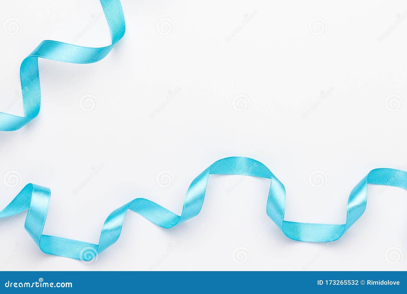 A Light Blue Ribbon on a White Background. Stock Photo - Image of ...