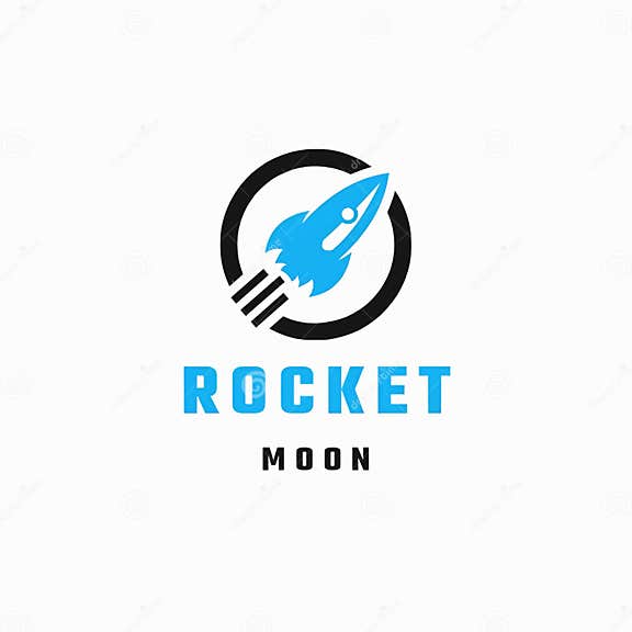 Light Blue Rocket with Moon Lettering. this Design is for Logo Stock ...