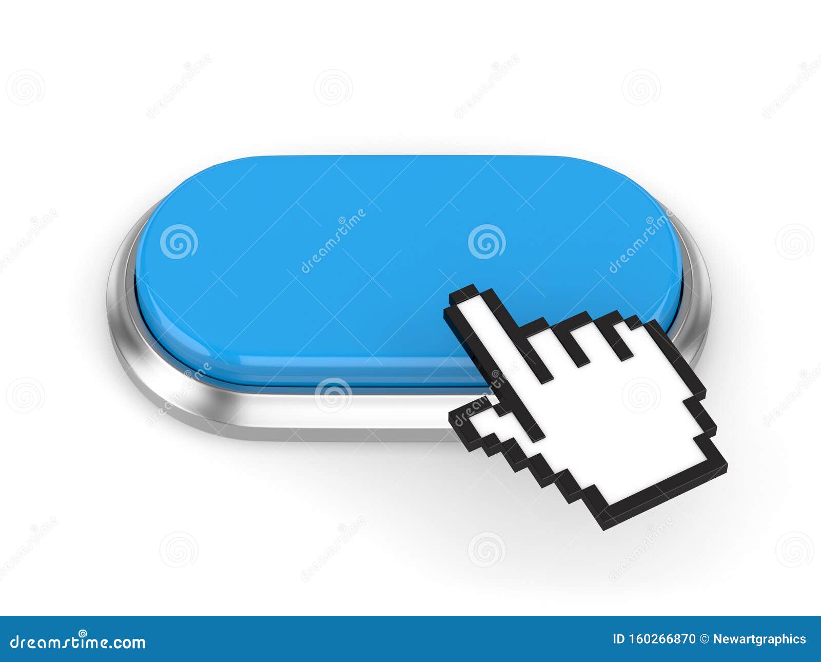 Light Blue Round Button with Steel Border on White Background Stock ...