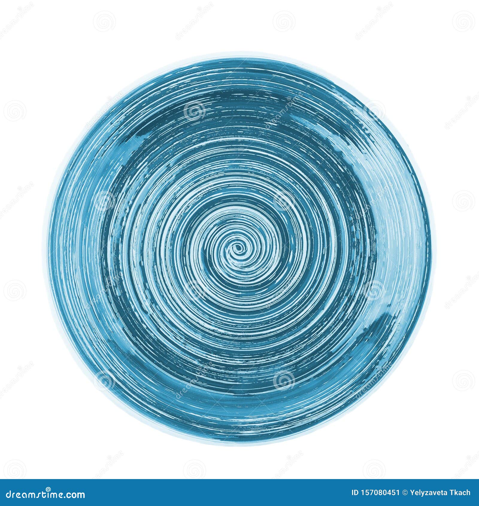 Light Blue Round Ceramic Plate with Spiral Pattern, Isolated Stock ...
