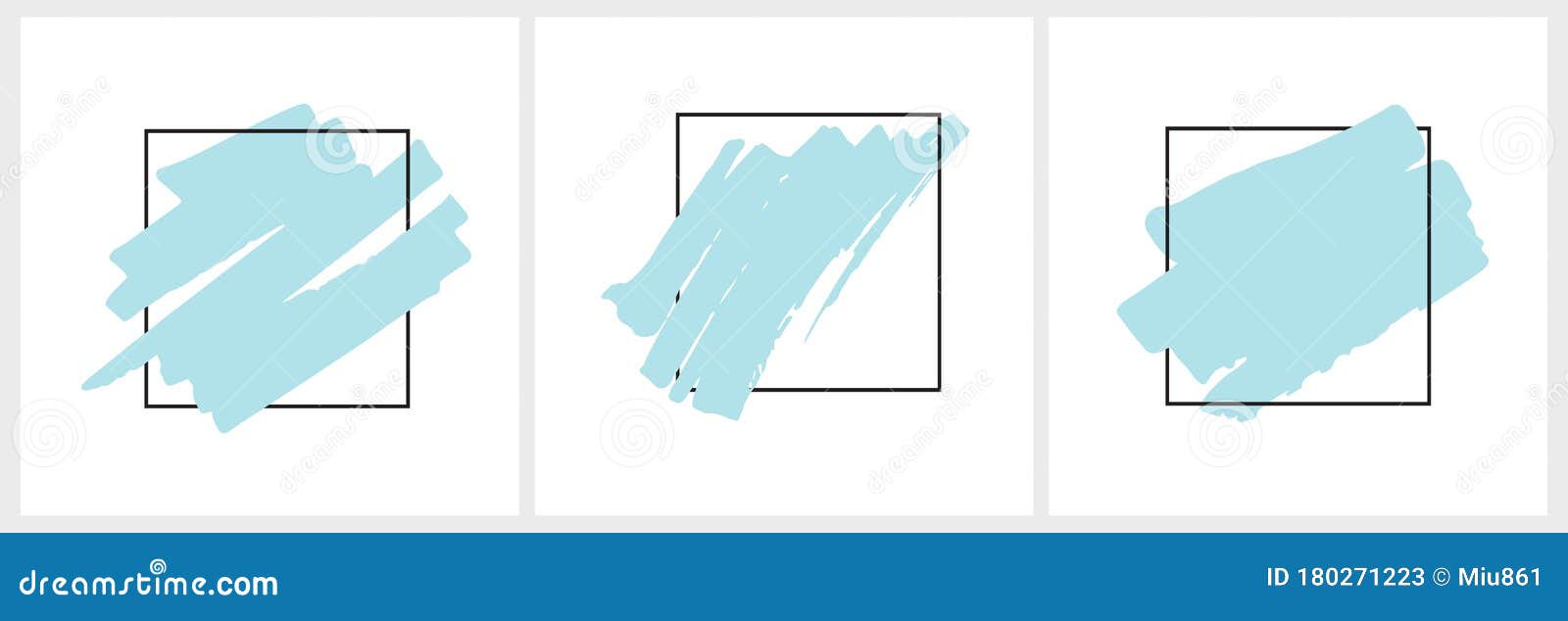 Light Blue Scribbles in a Black Frame Isolated on a White Background ...