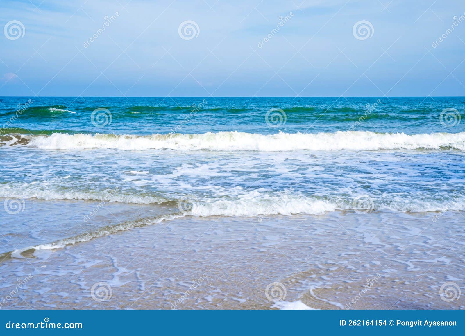 Light Blue Sea Waves on a Clean Sandy Beach Stock Photo - Image of ...