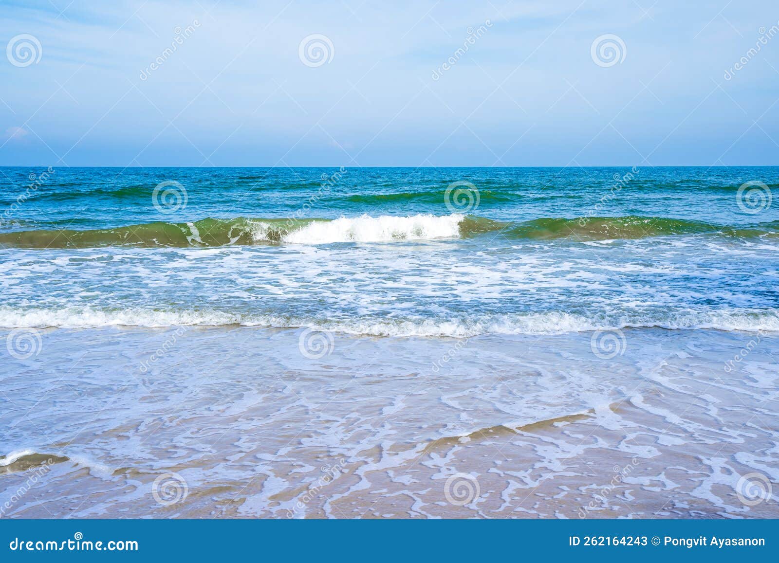 Light Blue Sea Waves on a Clean Sandy Beach Stock Image - Image of ...