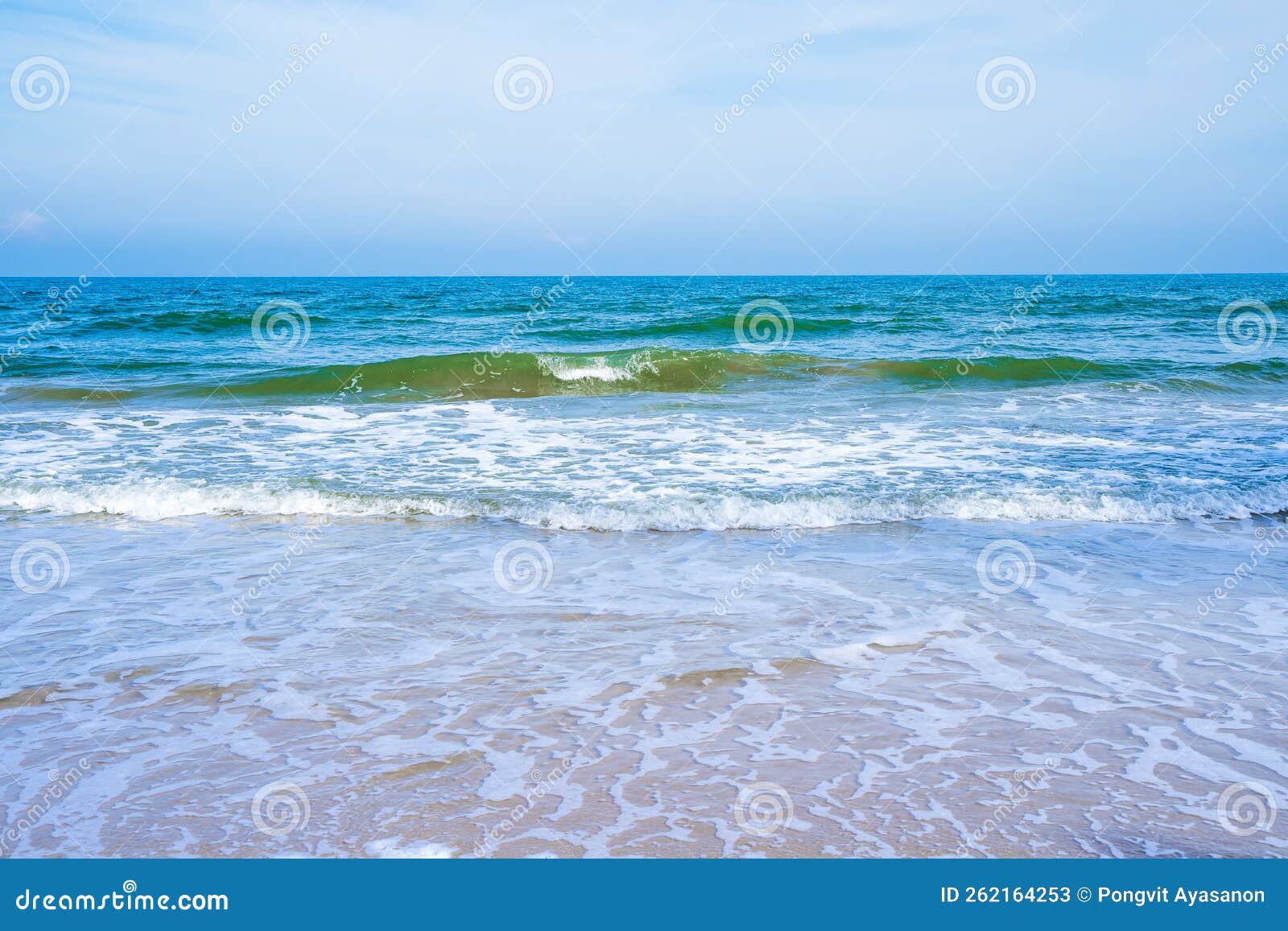 Light Blue Sea Waves on a Clean Sandy Beach Stock Image - Image of ...