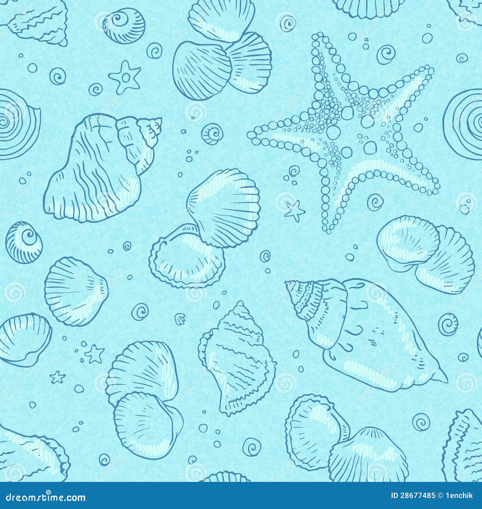 Light Blue Seamless Seashells Pattern Stock Vector - Illustration of ...